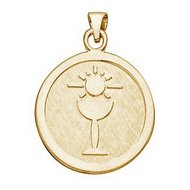 14K Gold First Holy Communion Religious Medal - R16489 (S)